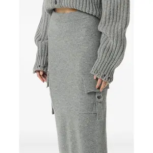 Blumarine Cargo Pocket Knitted Maxi Skirt - Grey
