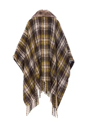 Moncler Checked Fringed Edge Cape