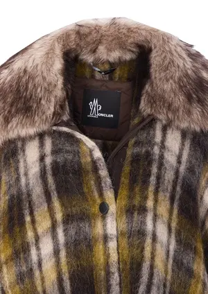 Moncler Checked Fringed Edge Cape - No