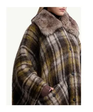 Moncler Checked Fringed Edge Cape - No