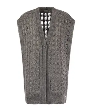 Herno Sleeveless V-neck Open Knit Sweater