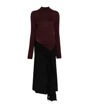 Victoria Beckham High-neck Midi Dress With Tie Detail - Black