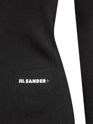JIL SANDER Ribbed Crew Neck Jumper With Front Logo - Black