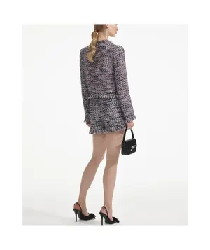 SELF-PORTRAIT Fringed Boucle Shorts