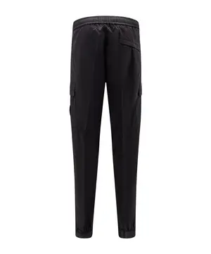 Stone Island Logo Patch Tapered Cargo Trousers - Black
