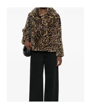 A.p.c. Johanna Leopard Print Faux Fur Coat - Black