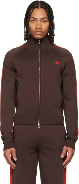 WALES BONNER Brown Zipped Track Jacket