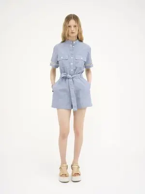Chloé Short-sleeved Button-up Jumpsuit