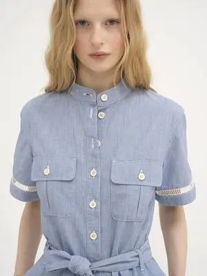 Chloé Short-sleeved Button-up Jumpsuit