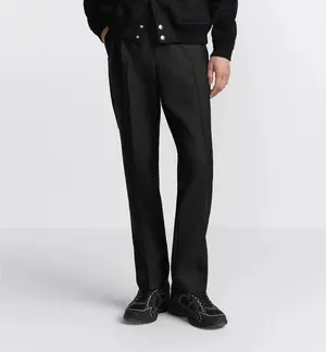 Dior High Waist Straight Leg Trousers - Grey