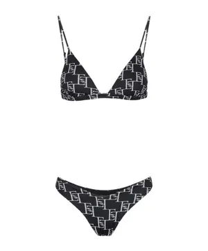 Elisabetta Franchi Monogram-print Triangle Bikini Set - Black