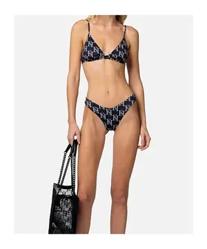 Elisabetta Franchi Monogram-print Triangle Bikini Set - Black