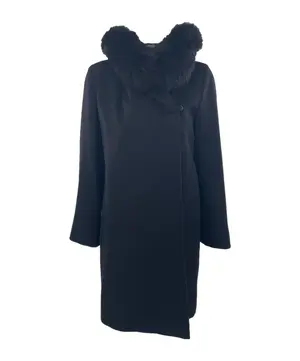 Max Mara Long Sleeved Hooded Coat With Belt - Black