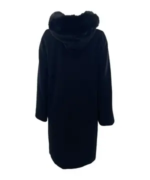 Max Mara Long Sleeved Hooded Coat With Belt - Black