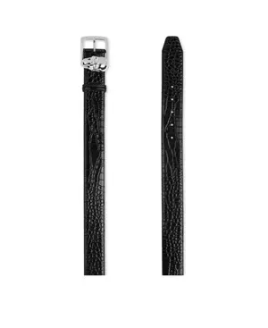 Philipp Plein Crocodile Effect Leather Belt With Skull Detail