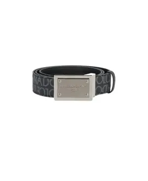 Dolce & Gabbana Logo Printed Buckle Belt - Black
