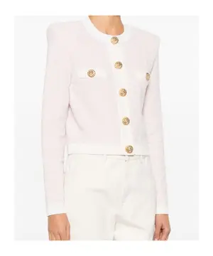 Balmain Light Tweed Button Cardigan - White