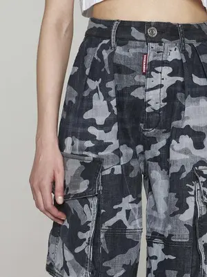 Dsquared2 Camouflage Print High-waist Wide-leg Trousers