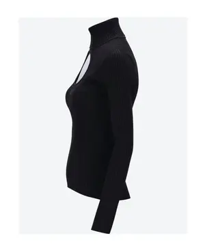 COURREGES Courrèges Cut-out Ribbed High Neck Jumper - Black