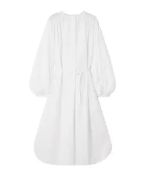 Loulou De Saison Vitti Oversized Belted Cotton-poplin Midi Dress - White