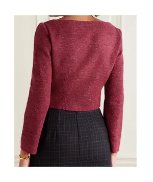 Alessandra Rich Tweed Cropped Jacket - Red