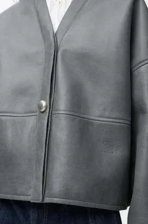 Loewe Pebble Leather Cardigan - Light Gray