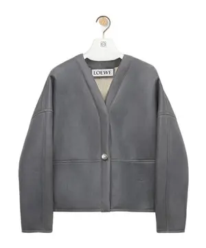 Loewe Pebble Leather Cardigan - Light Grey