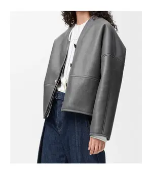 Loewe Pebble Leather Cardigan - Light Grey