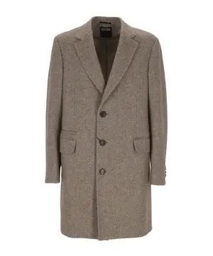 Zegna Single-breasted Herringbone Coat