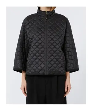 Max Mara Delfina Quilted High Neck Coat - Black