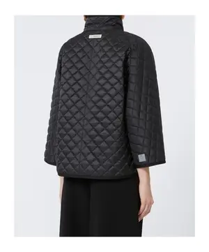 Max Mara Delfina Quilted High Neck Coat - Black