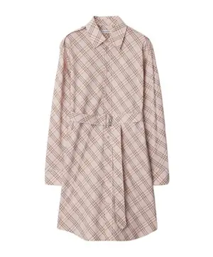 Burberry Checked Belted Waist Shirt Dress