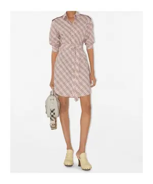 Burberry Checked Belted Waist Shirt Dress