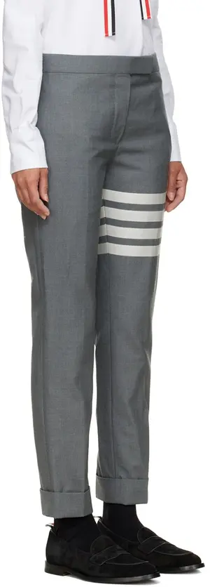 Thom Browne Grey 4-bar Tailored Cropped Pants - Medium Gray