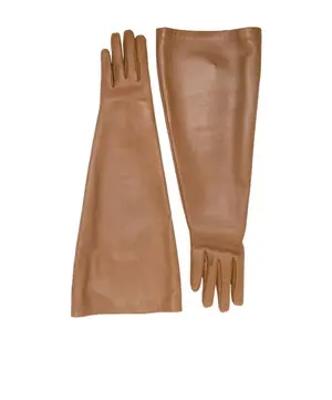 Saint Laurent Leather Fingerless Gloves - Brown