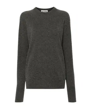 JIL SANDER Round Neck Long Sleeve Sweater - Mediumgrey
