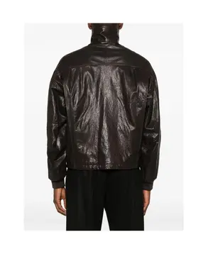 Emporio Armani Patch-pocket Leather Jacket - Black