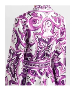 Dolce & Gabbana Printed Silk Shirt With Belt - Multi-color