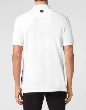 Philipp Plein Gothic Plein Short-sleeve Cotton Polo Shirt - White