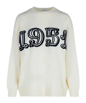 Max Mara Fido' Crewneck Long-sleeved Jumper With '1951' Logo - White
