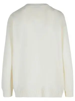 Max Mara Fido' Crewneck Long-sleeved Jumper With '1951' Logo - White