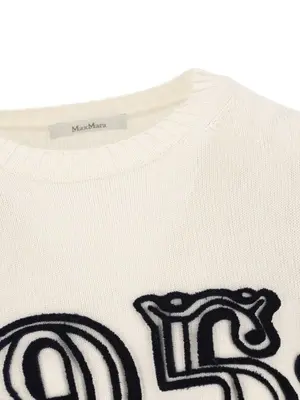 Max Mara Crewneck Knitted Jumper With 1951 Logo - White