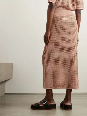 Brunello Cucinelli High Waist Knit Skirt With Sequined Details