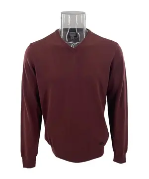 Emporio Armani V-neck Fine Knit Sweater - Brown