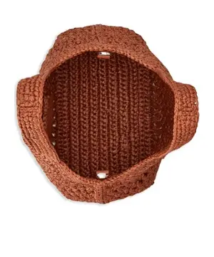 TOD'S Raffia Crochet Tote Bag With Debossed Logo - Orange
