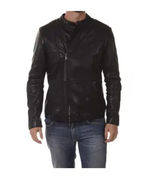 Emporio Armani Long-sleeved Leather Biker Jacket