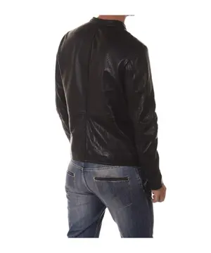 Emporio Armani Long-sleeved Leather Biker Jacket