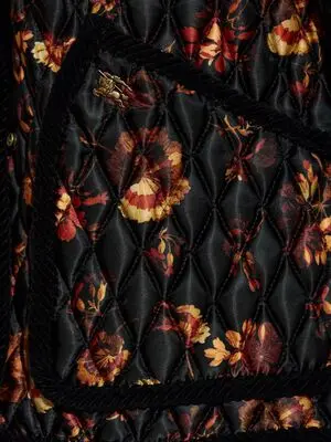 Burberry Floral Quilted Jacket With Corduroy Paneling - Black