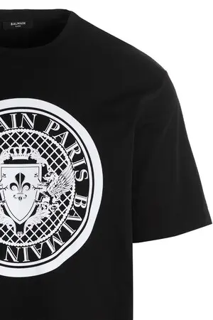 Balmain Cotton T-shirt With Flocked Medallion