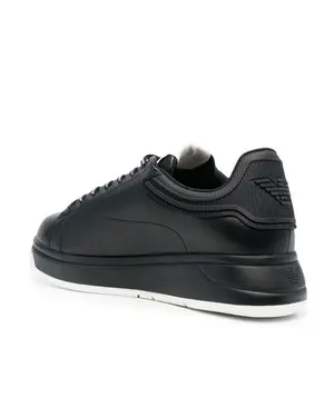 Emporio Armani Logo Embossed Leather Lace-up Sneakers